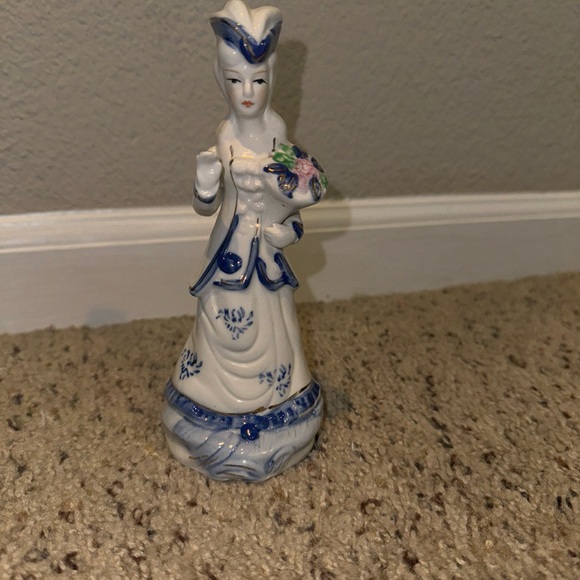 Other | Vintage Porcelain Victorian Lady Wharp 8tall Blue And White ...